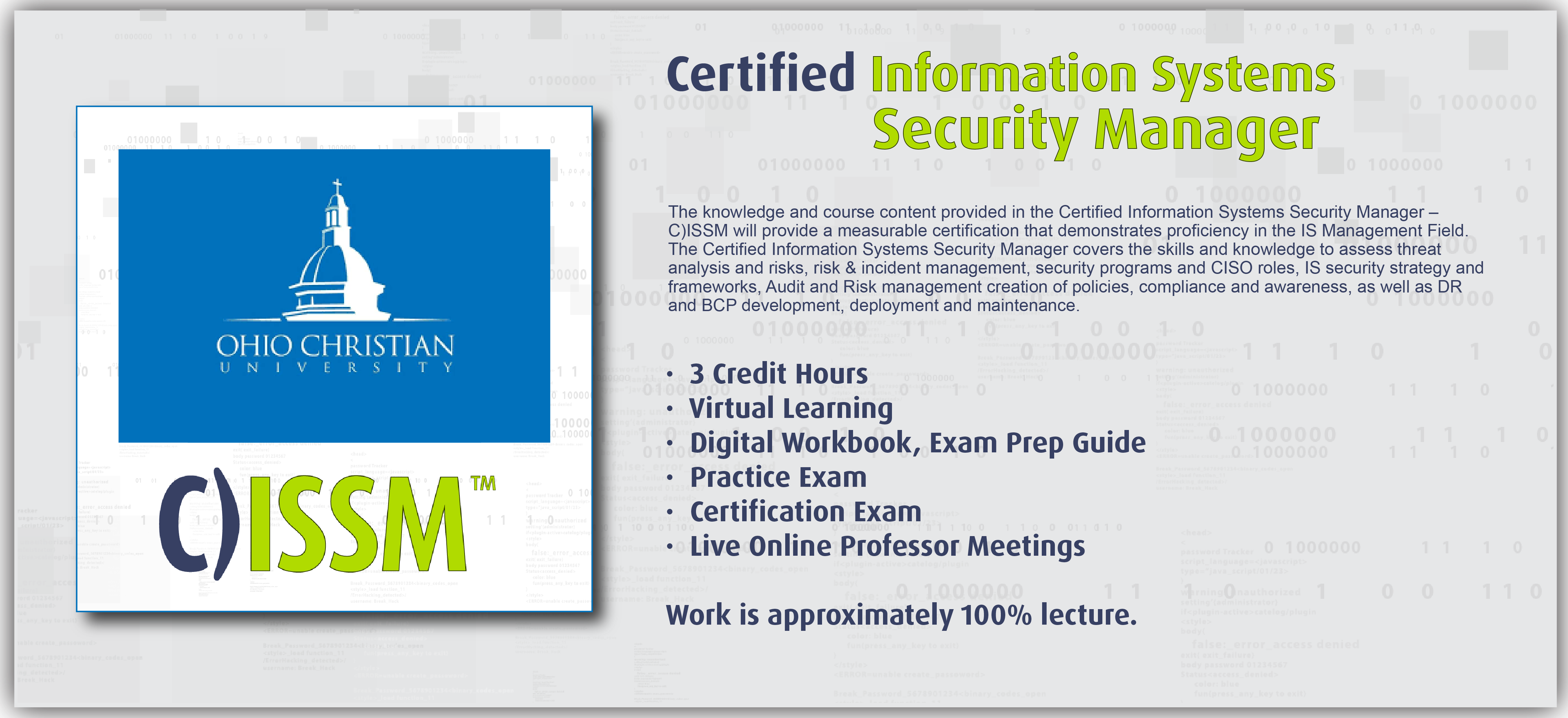 OCU Cybersecurity Systems Manager A - Mile2 Cybersecurity Institute
